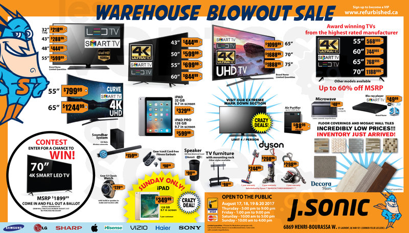 J.Sonic Electronics warehouse sale | allsales.ca
